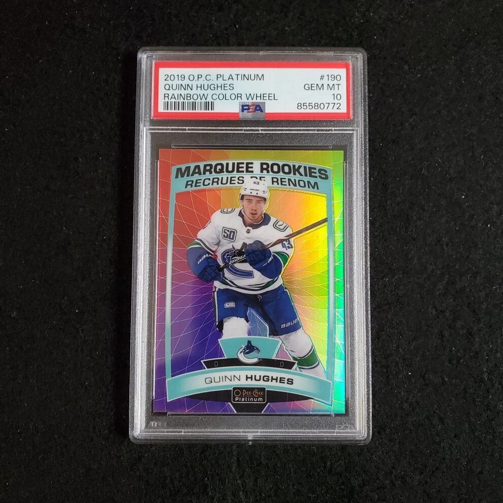 2019-20 Quinn Hughes O-Pee-Chee Platinum Rainbow Color Wheel Rookie PSA ...